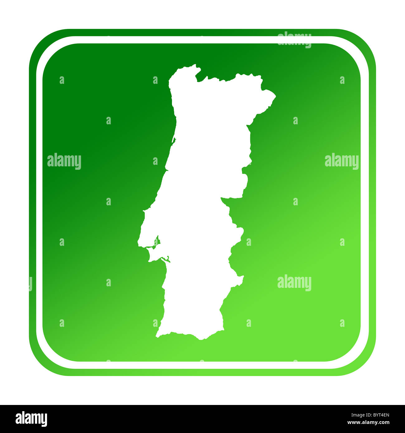 Portugal map button in gradient green; isolated on white background ...