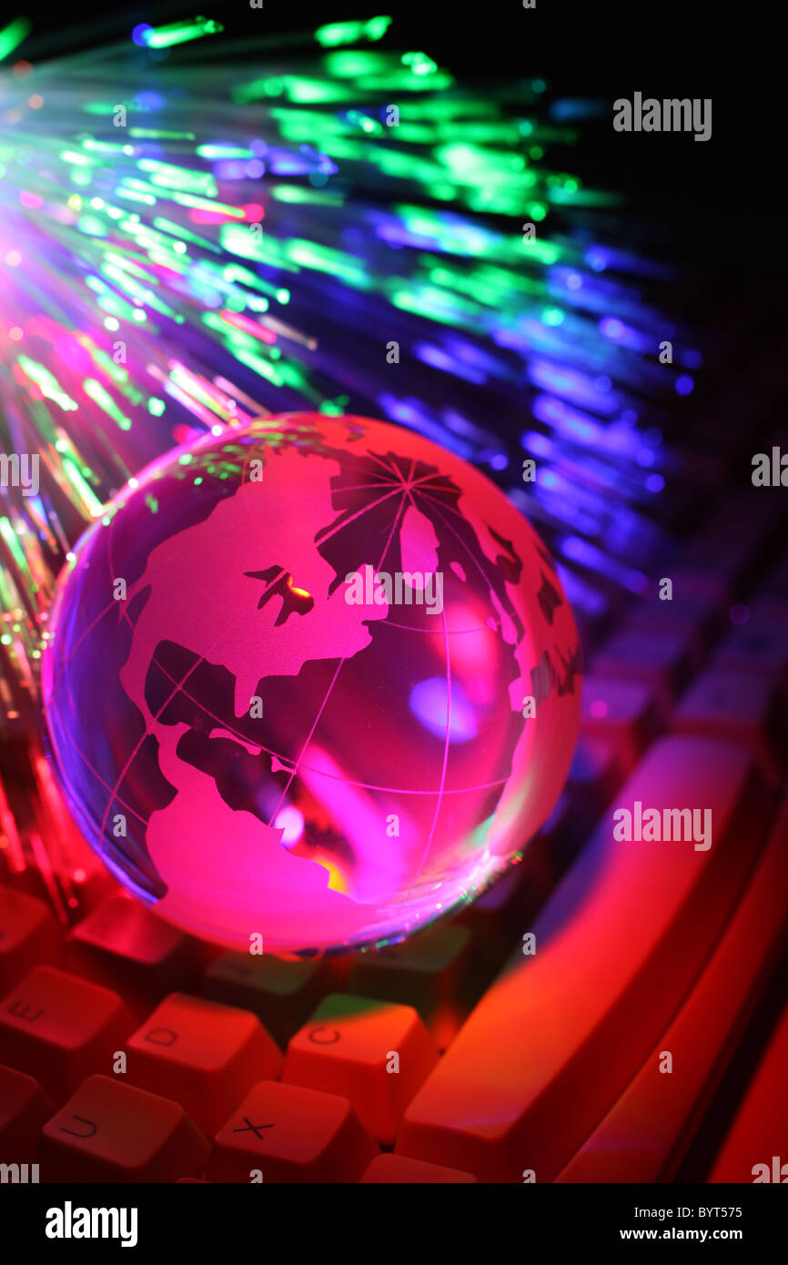 Globe and Computer Keyboard for background Stock Photo - Alamy