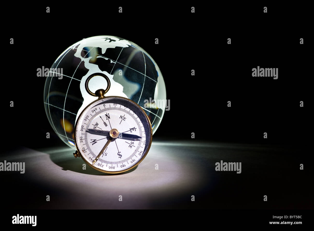 Globe and Compass for background Stock Photo - Alamy