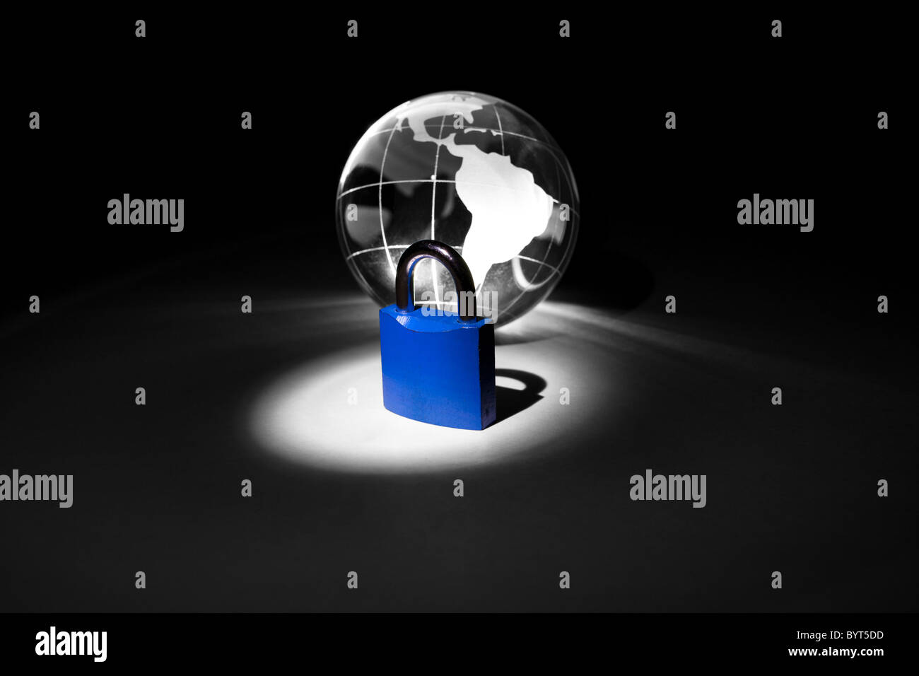 Globe and lock for background Stock Photo - Alamy