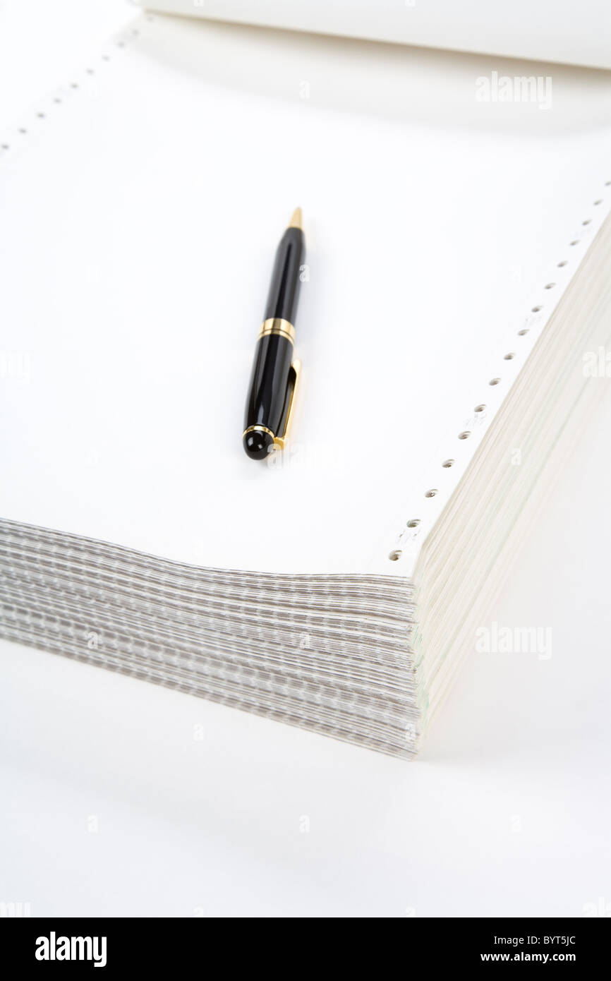 Perforated Computer Paper for background Stock Photo - Alamy