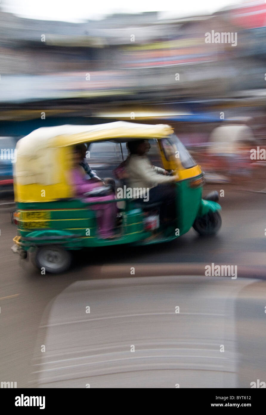 An Indian Auto rickshaw in motion Stock Photo - Alamy