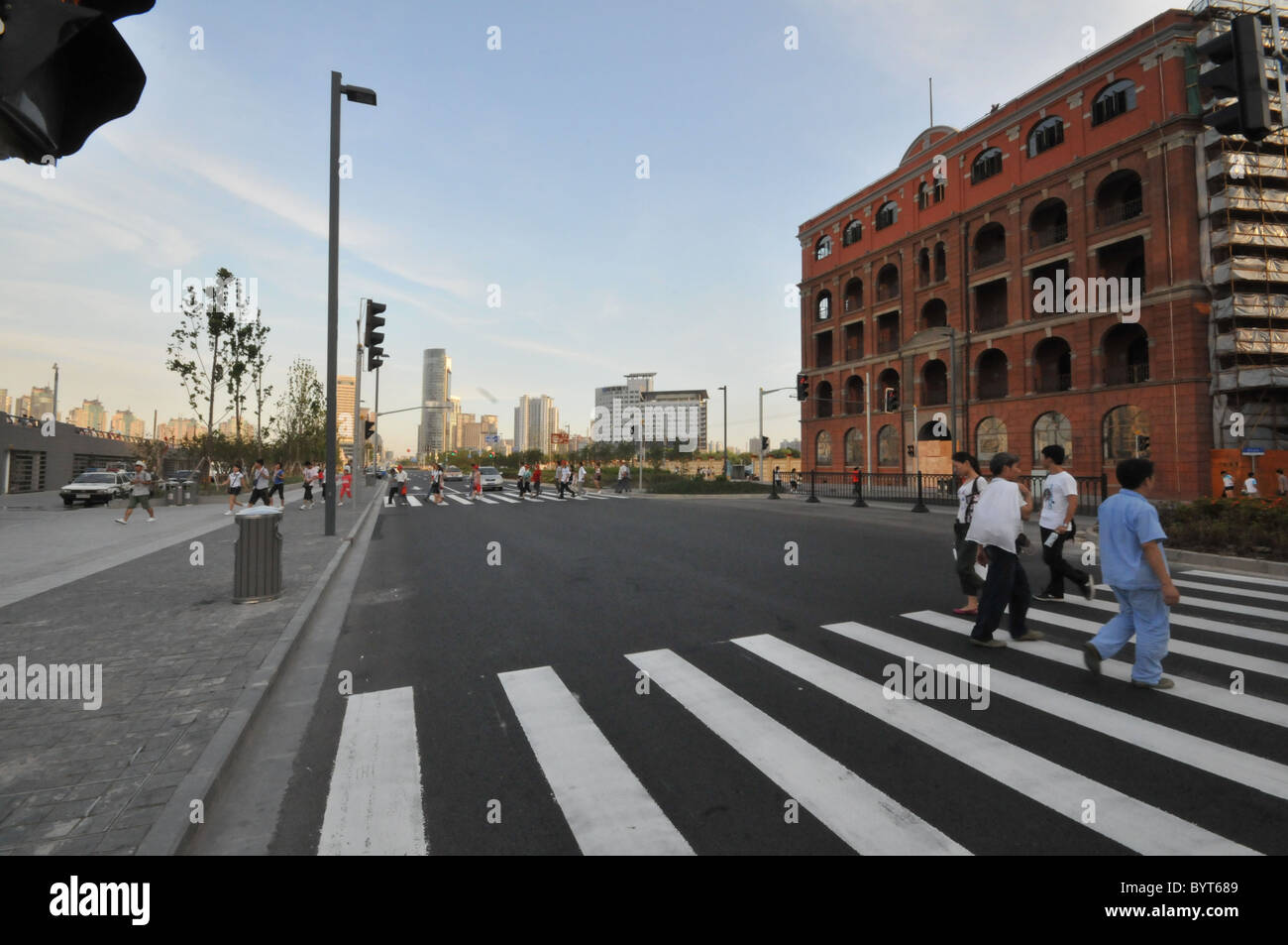 People using a zebra crossing in Shanghai Stock Photo - Alamy