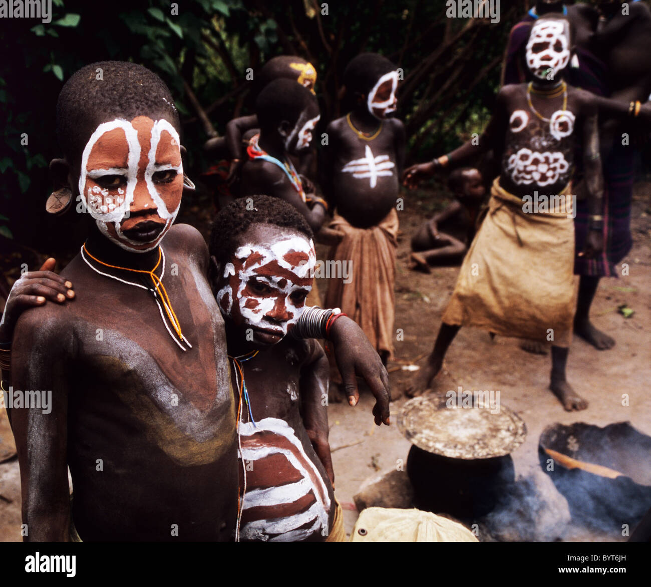 Portrait of Surma children taken in their village along the Kibish ...