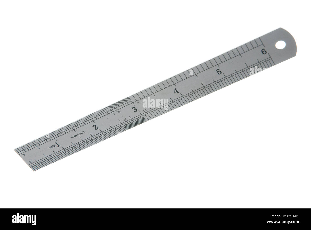 A stainless steel ruler isolated against a white background Stock Photo ...