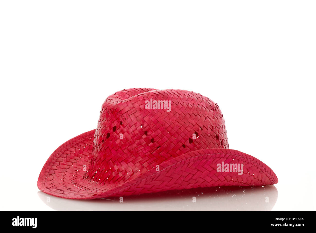 Red Straw hat isolated on white background Stock Photo - Alamy