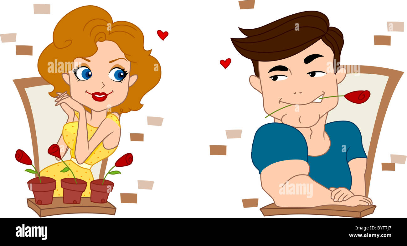 Illustration of a Pinup Guy Trying to Make a Good Impression on a Girl ...