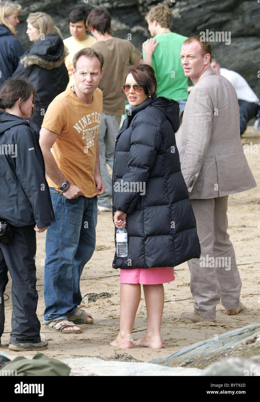 Martine Mccutcheon, Jason Donovan and Hugo Speer on the set of a new ...
