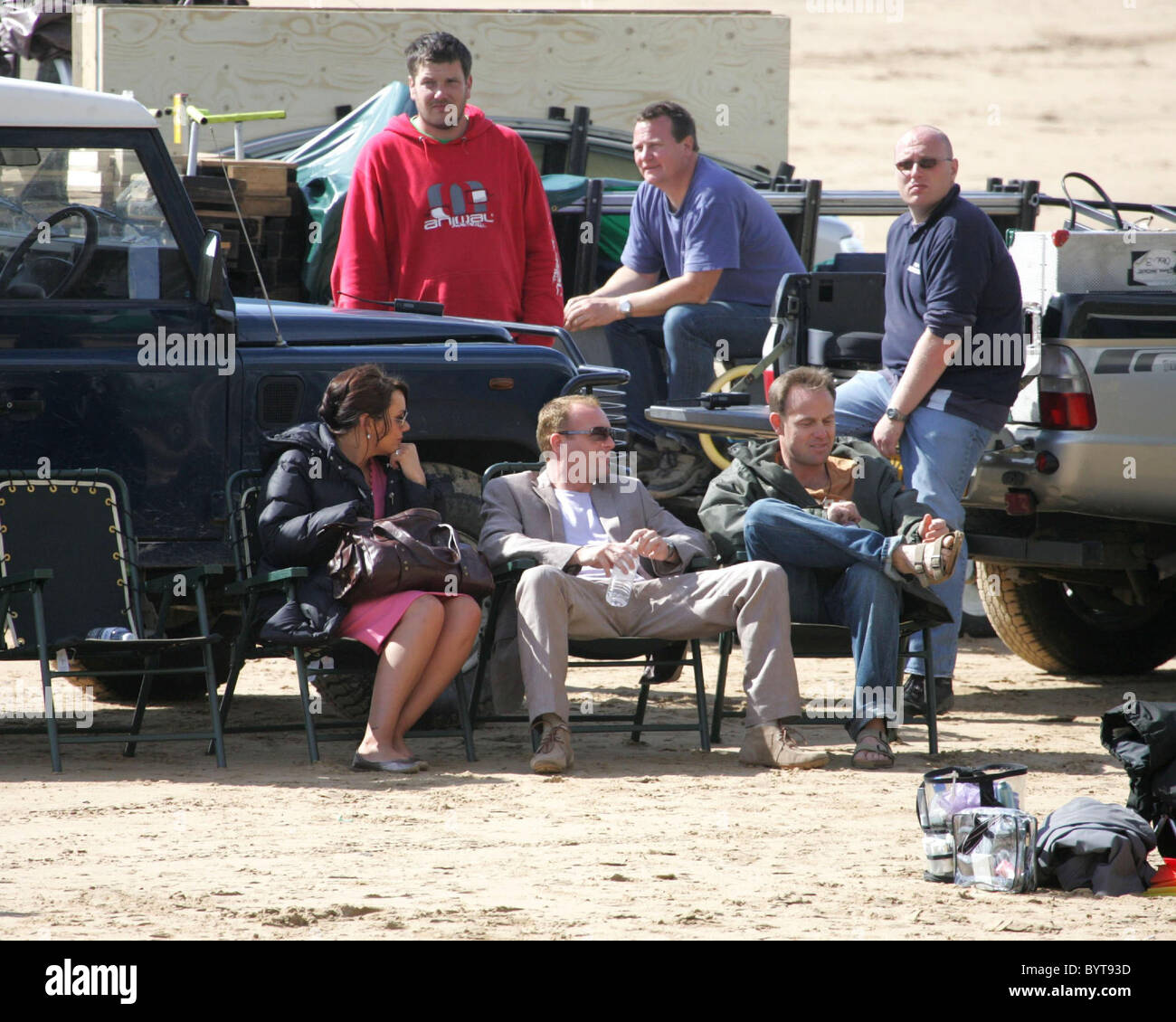 Martine Mccutcheon, Jason Donovan and Hugo Speer on the set of a new ...