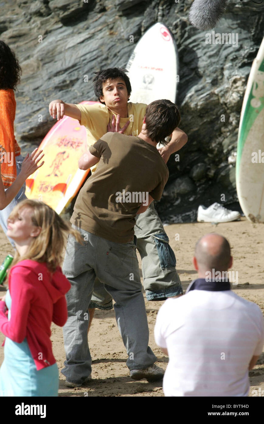 Cast members on the set of a new ITV soap opera 'Echo Beach'. In this ...