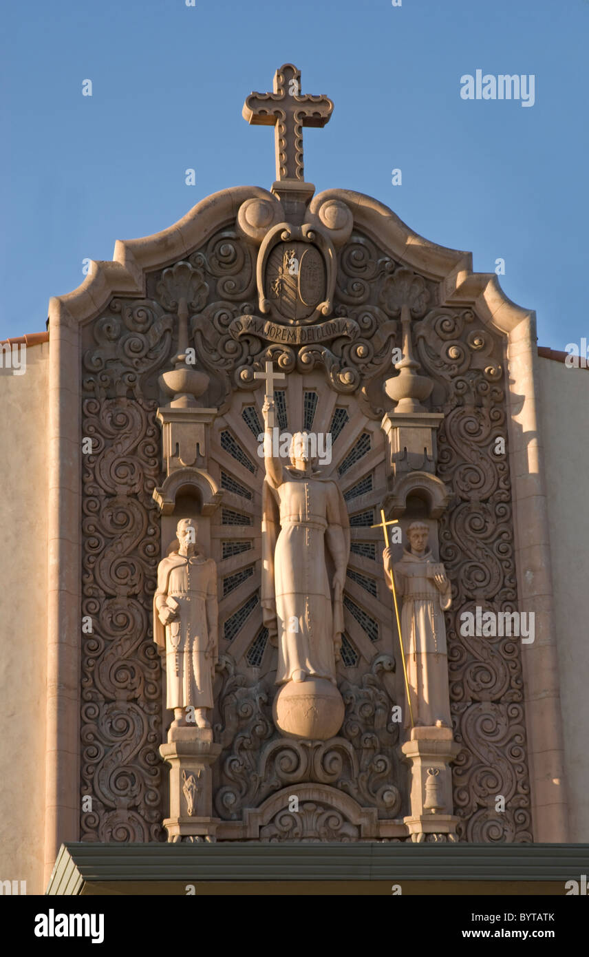Intricate designs on the facade of St. Francis Xavier Catholic Church ...