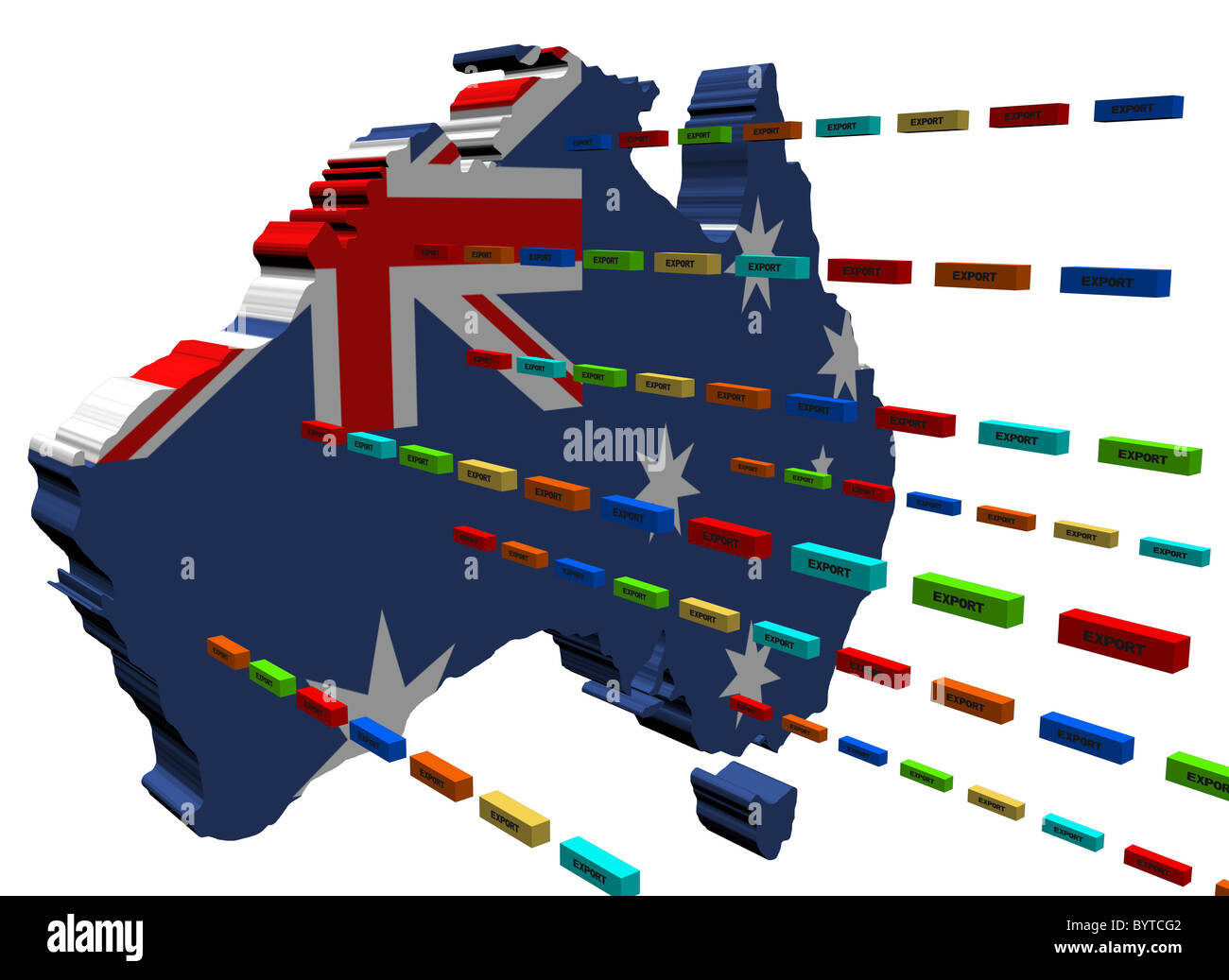 Australia map with lines of export containers illustration Stock Photo ...