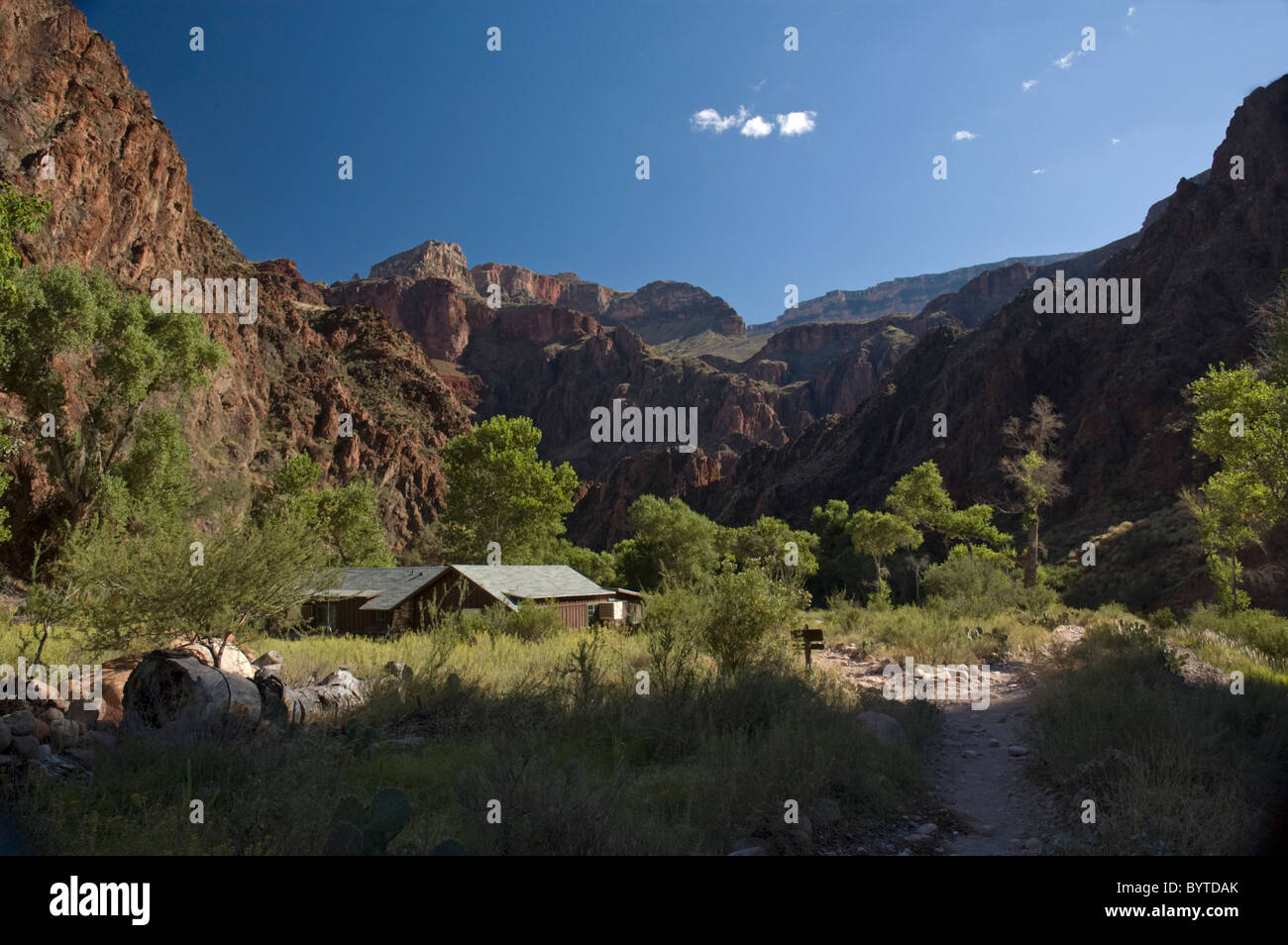 An old cabin, at the bottom of the Grand Canyon, near Phantom Ranch ...