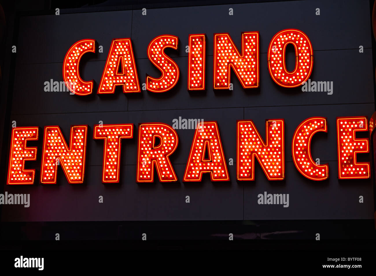 Las Vegas Casino Entrance - Planet Hollywood - Neon Signs Stock Photo ...