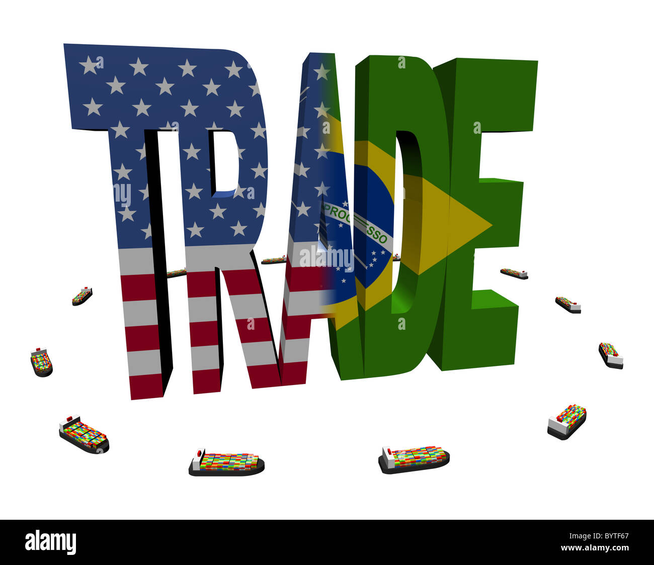 American Brazilian trade with container ships illustration Stock Photo ...