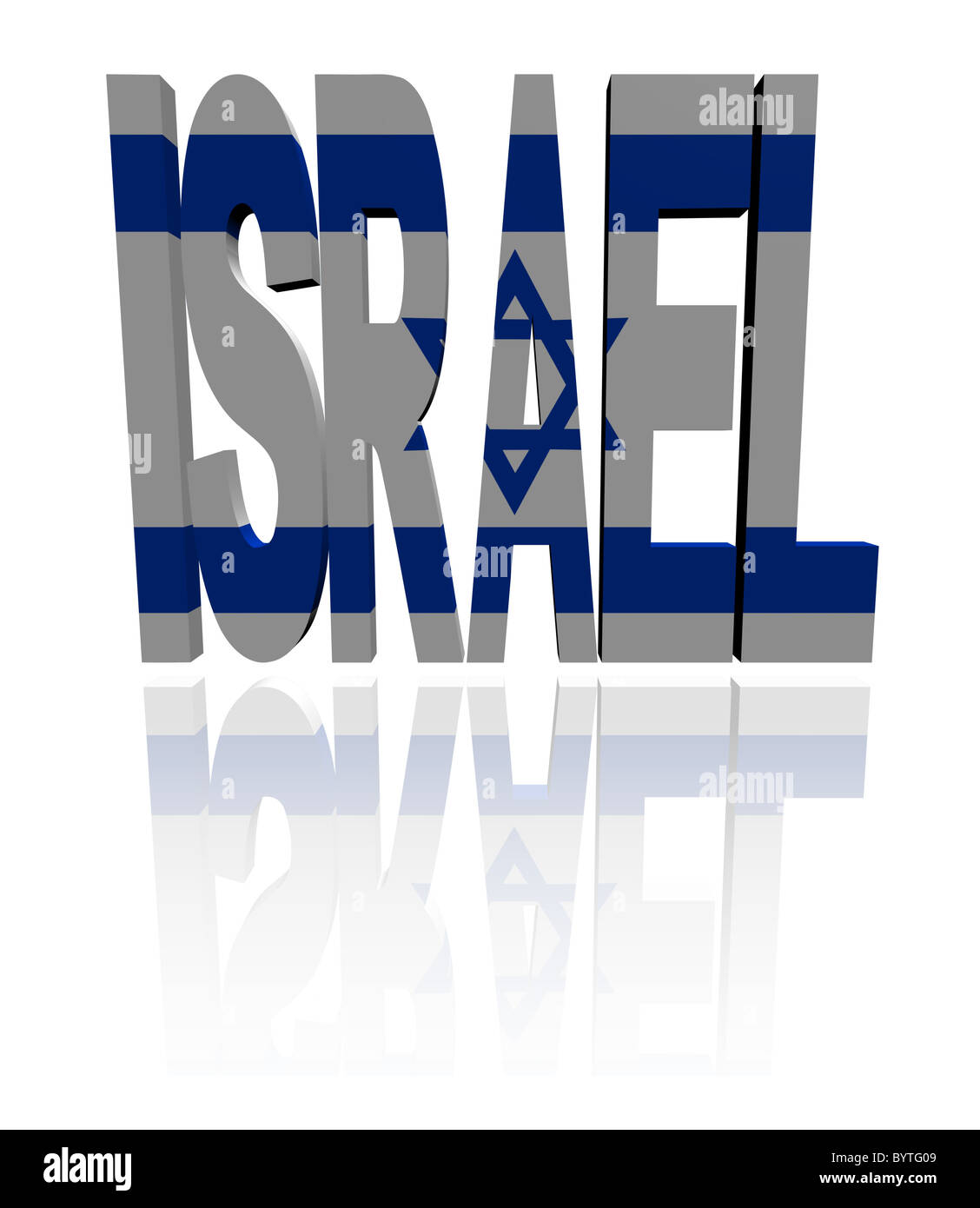 Israel text with Israeli flag reflected illustration Stock Photo - Alamy