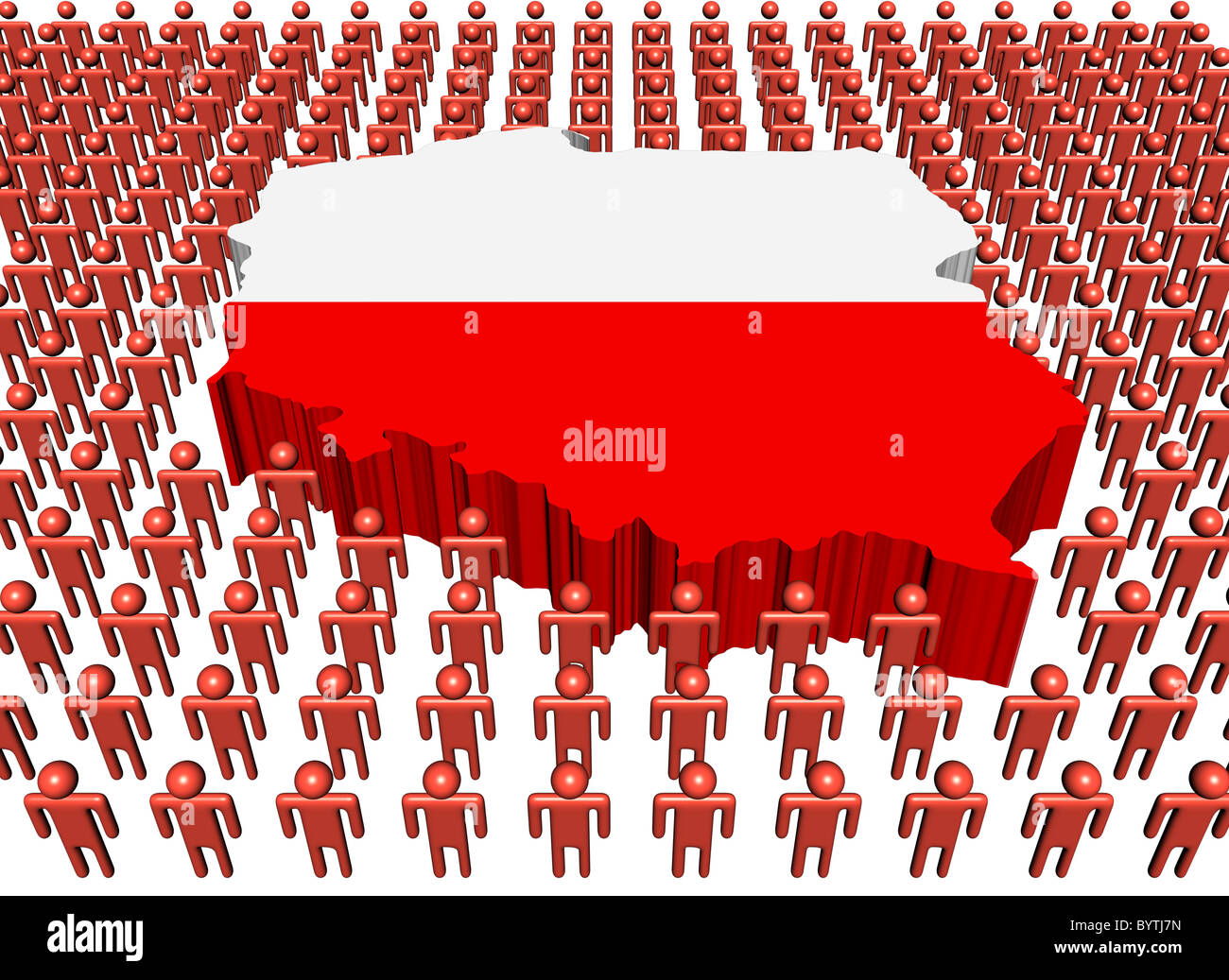 Poland map flag surrounded by many abstract people illustration Stock ...