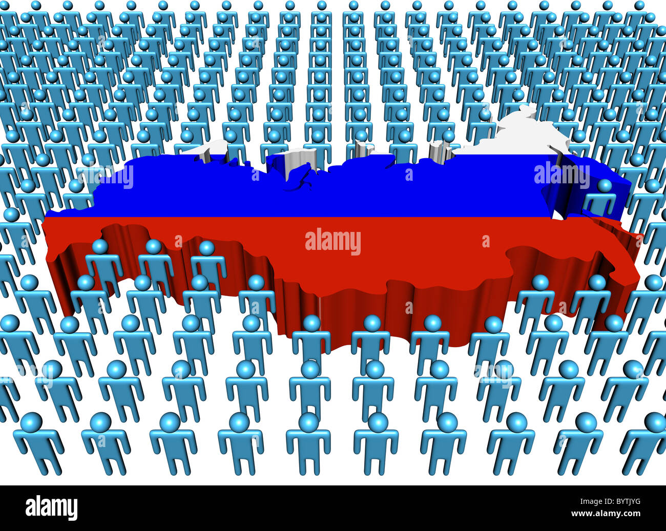Russia map flag surrounded by many abstract people illustration Stock ...