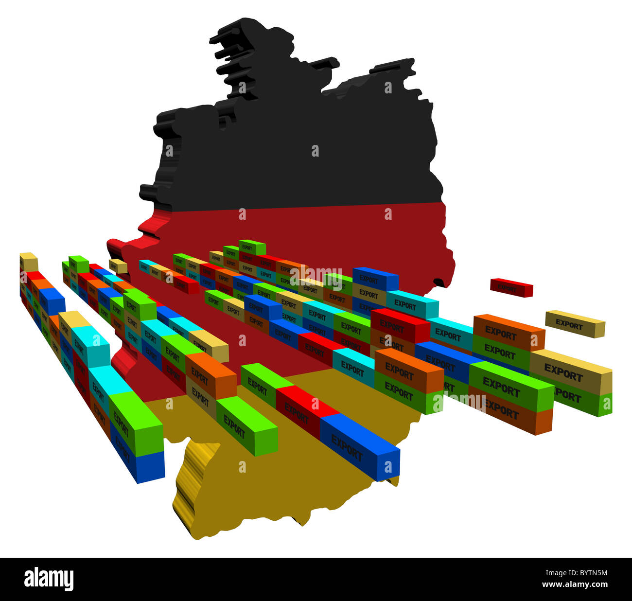 Germany map with stacks of export containers illustration Stock Photo ...