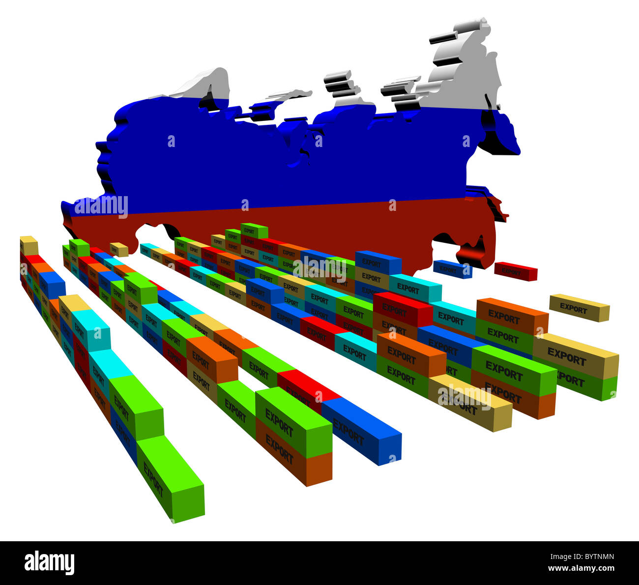 Russia map with stacks of export containers illustration Stock Photo ...