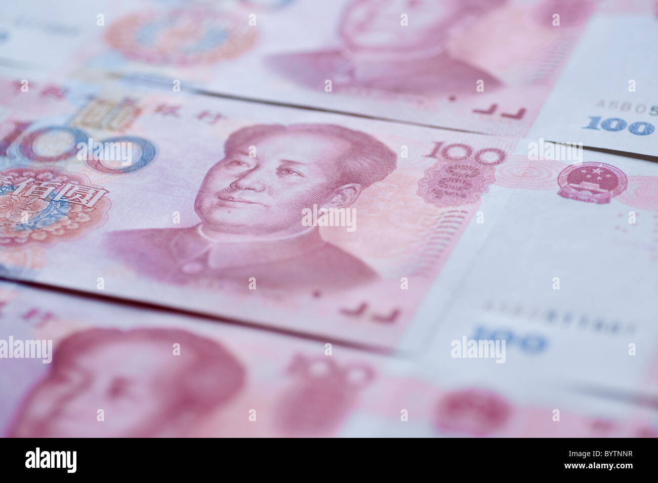 brand new 100 RMB Chinese bank notes showing the image of the late ...