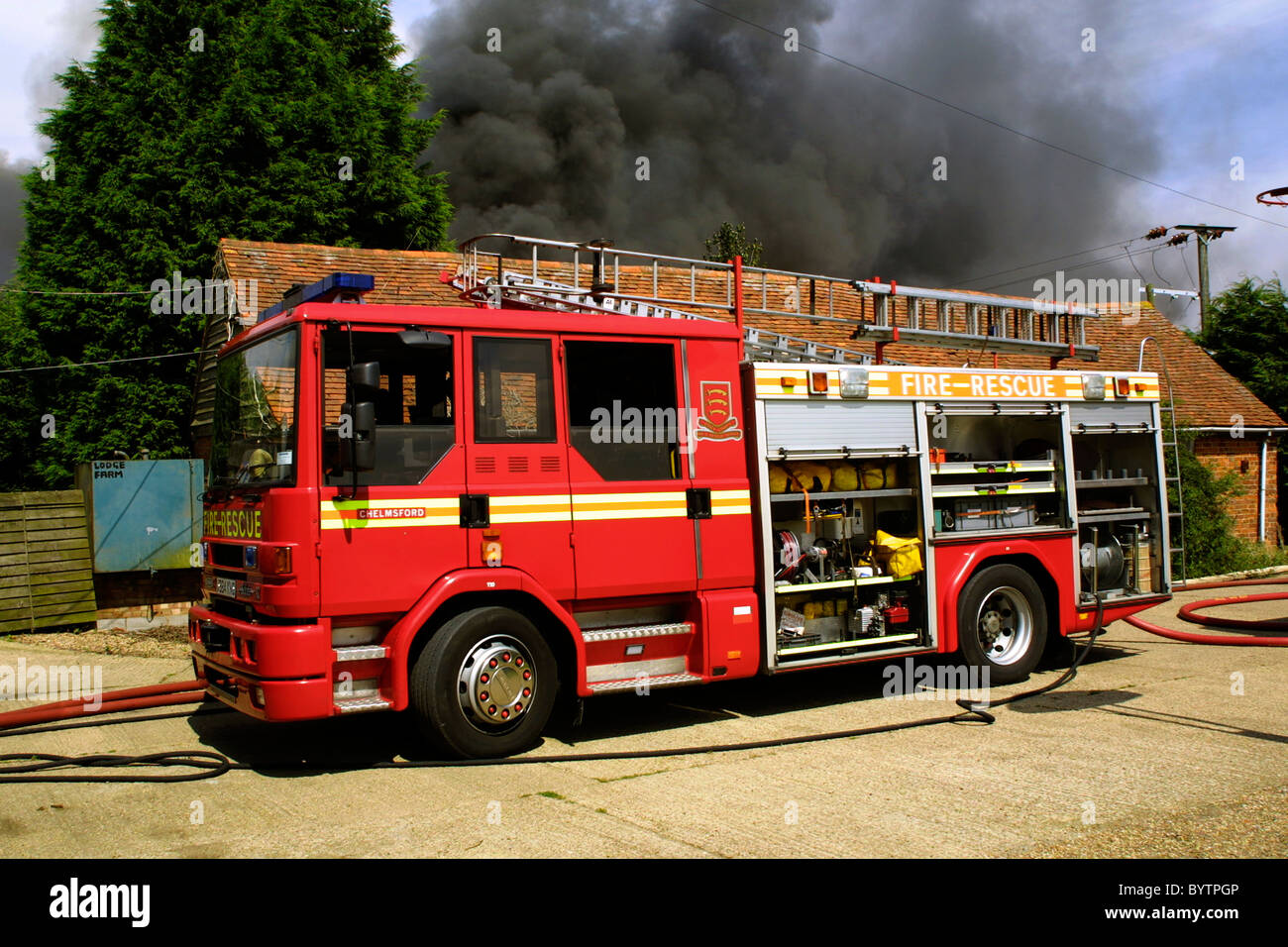 Fire engine in a rural setting Stock Photo - Alamy