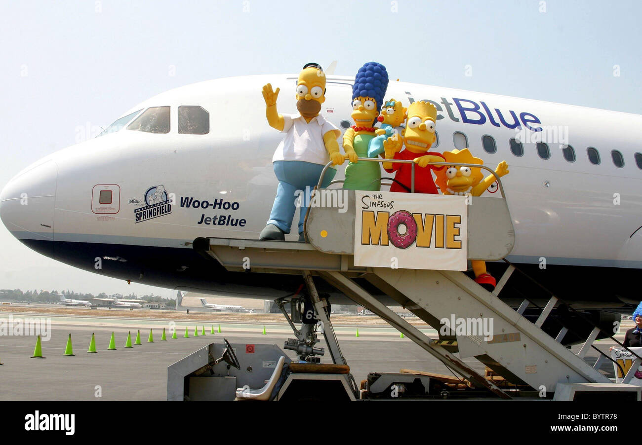 Bart, Marge, Maggie, Homer and Lisa Simpson Jet Blue unveils aircraft ...
