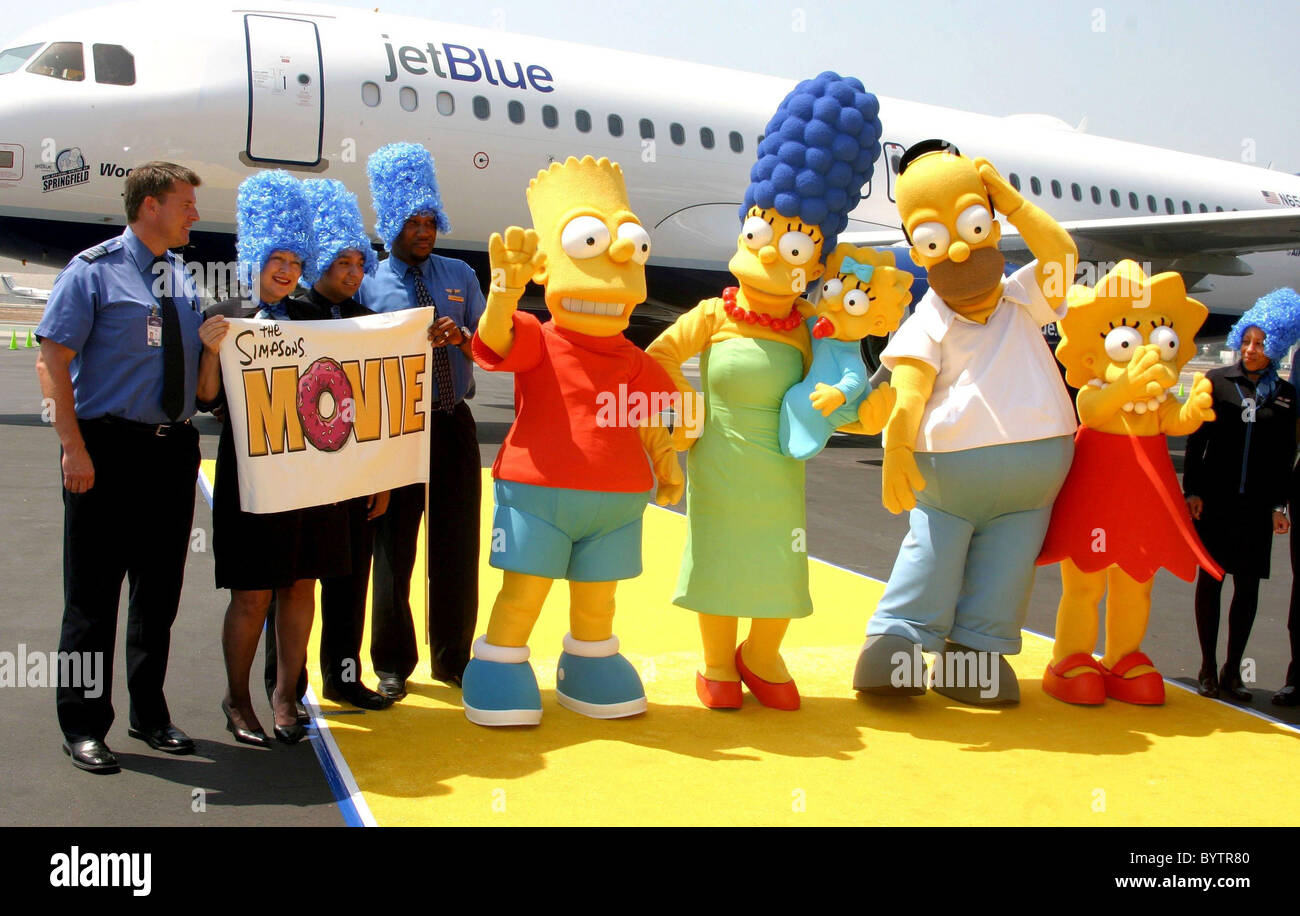 Bart, Marge, Maggie, Homer and Lisa Simpson Jet Blue unveils aircraft ...