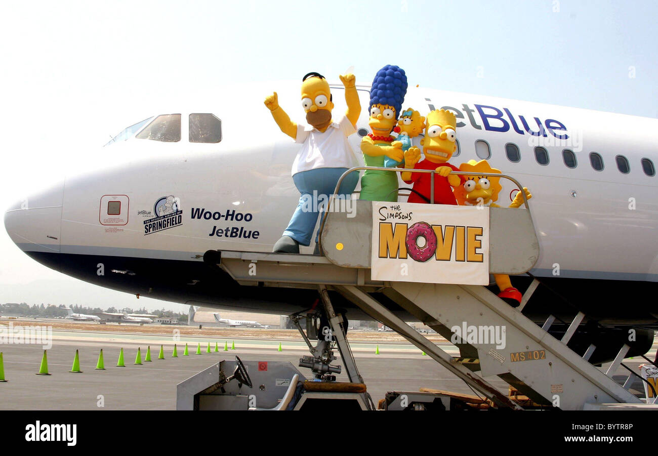 Bart, Marge, Maggie, Homer and Lisa Simpson Jet Blue unveils aircraft ...