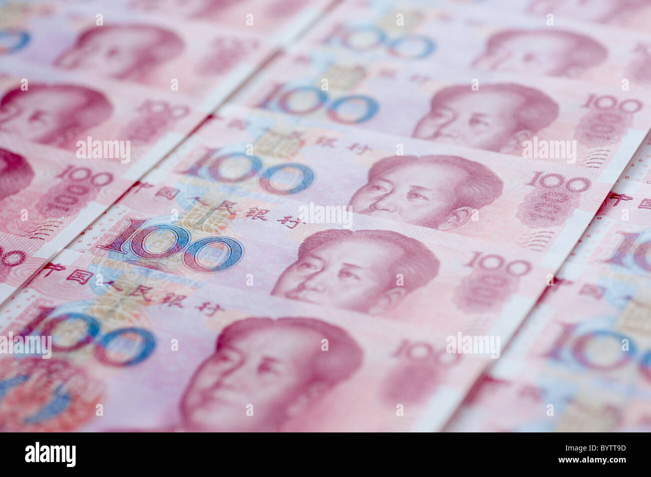 brand new 100 RMB Chinese bank notes showing the image of the late ...