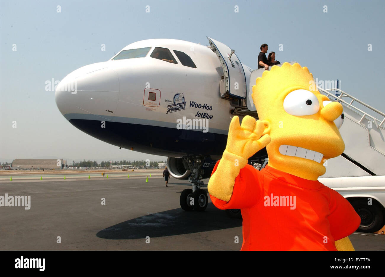 Unveiling of Jet Blue's 'Simpson's' themed airplane at the Burbank ...