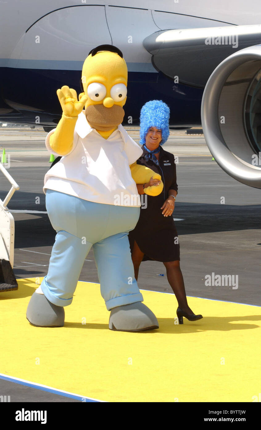Unveiling of Jet Blue's 'Simpson's' themed airplane at the Burbank ...