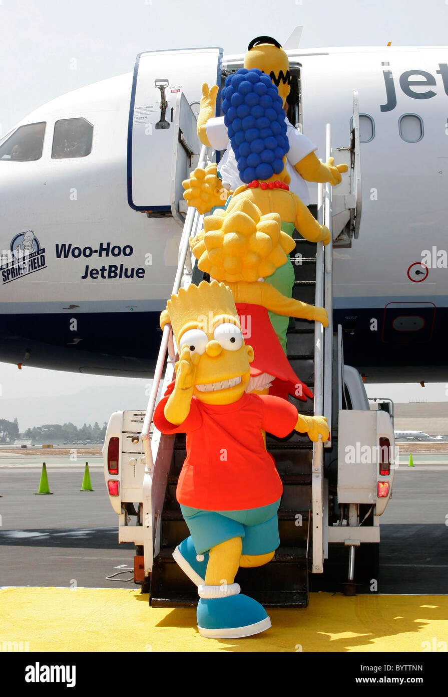 Unveiling of Jet Blue's 'Simpson's' themed airplane at the Burbank ...