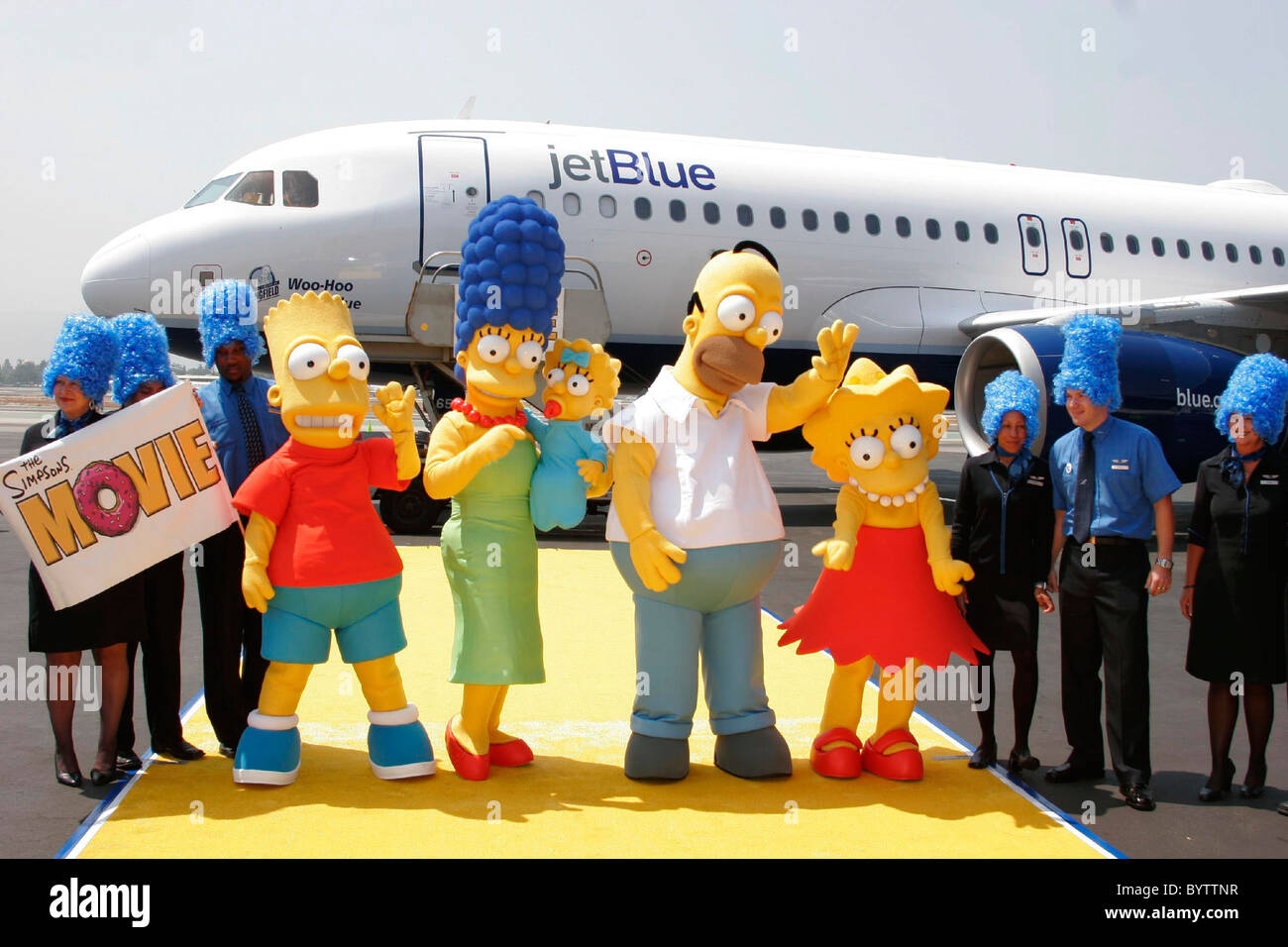 Unveiling of Jet Blue's 'Simpson's' themed airplane at the Burbank ...