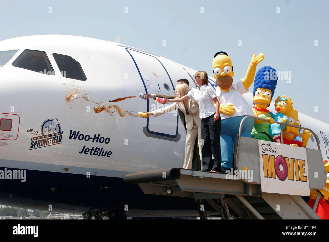 Unveiling of Jet Blue's 'Simpson's' themed airplane at the Burbank ...