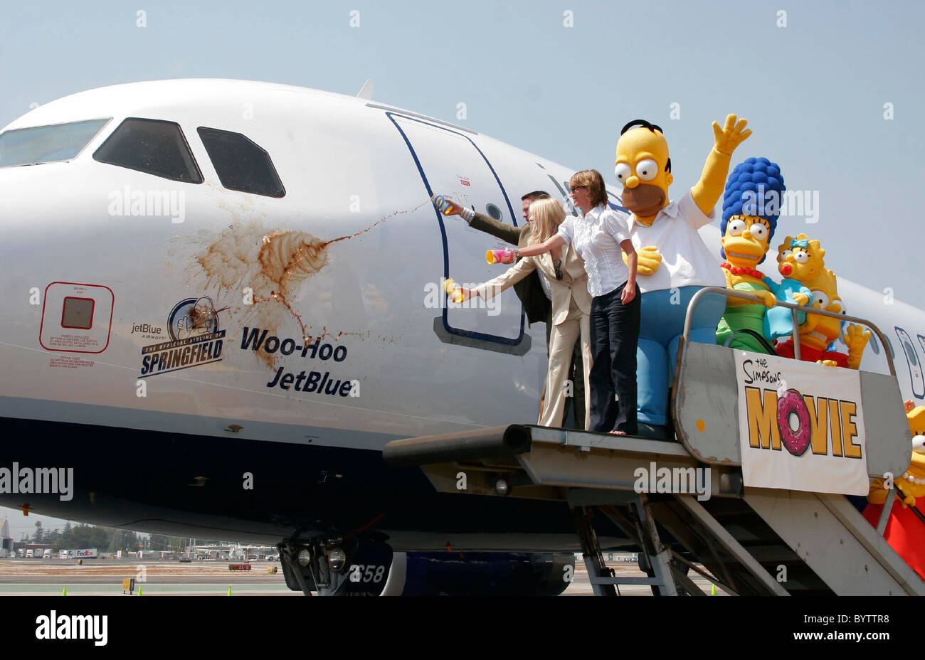 Unveiling of Jet Blue's 'Simpson's' themed airplane at the Burbank ...