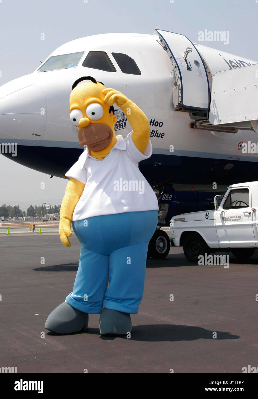 Unveiling of Jet Blue's 'Simpson's' themed airplane at the Burbank ...