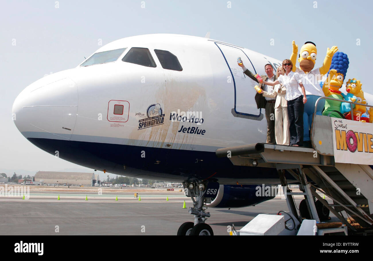 Unveiling of Jet Blue's 'Simpson's' themed airplane at the Burbank ...