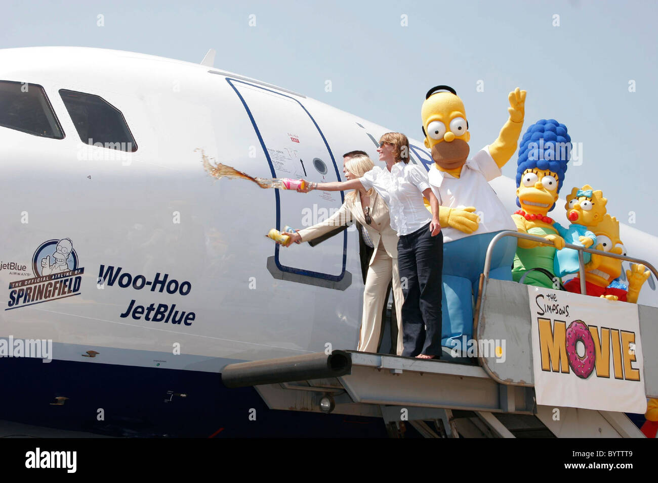 Unveiling of Jet Blue's 'Simpson's' themed airplane at the Burbank ...