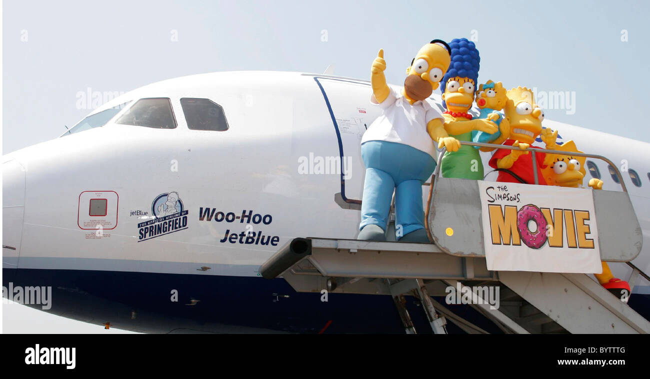 Unveiling of Jet Blue's 'Simpson's' themed airplane at the Burbank ...