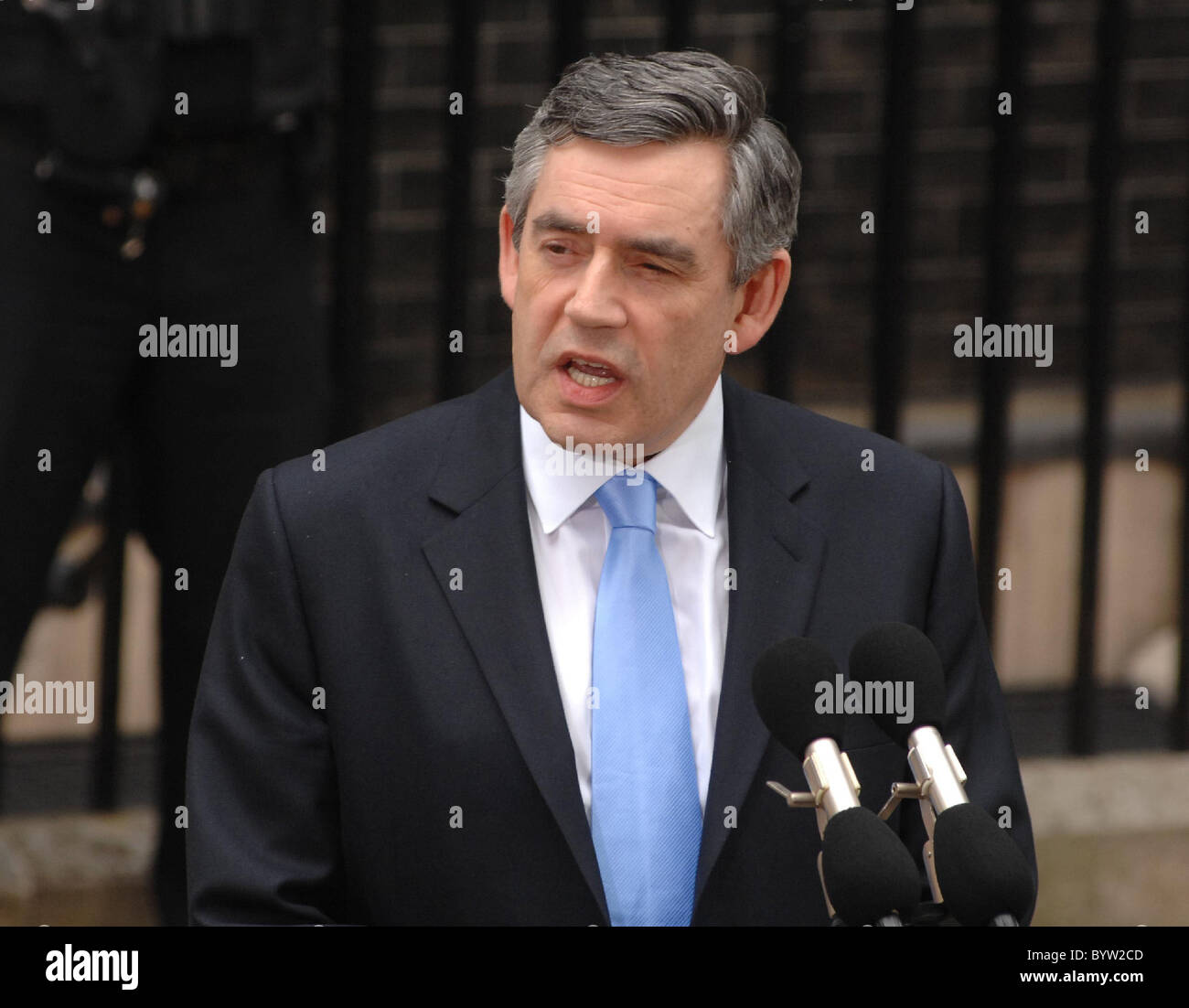 The new Prime Minister Gordon Brown makes a statement at 10 Downing ...