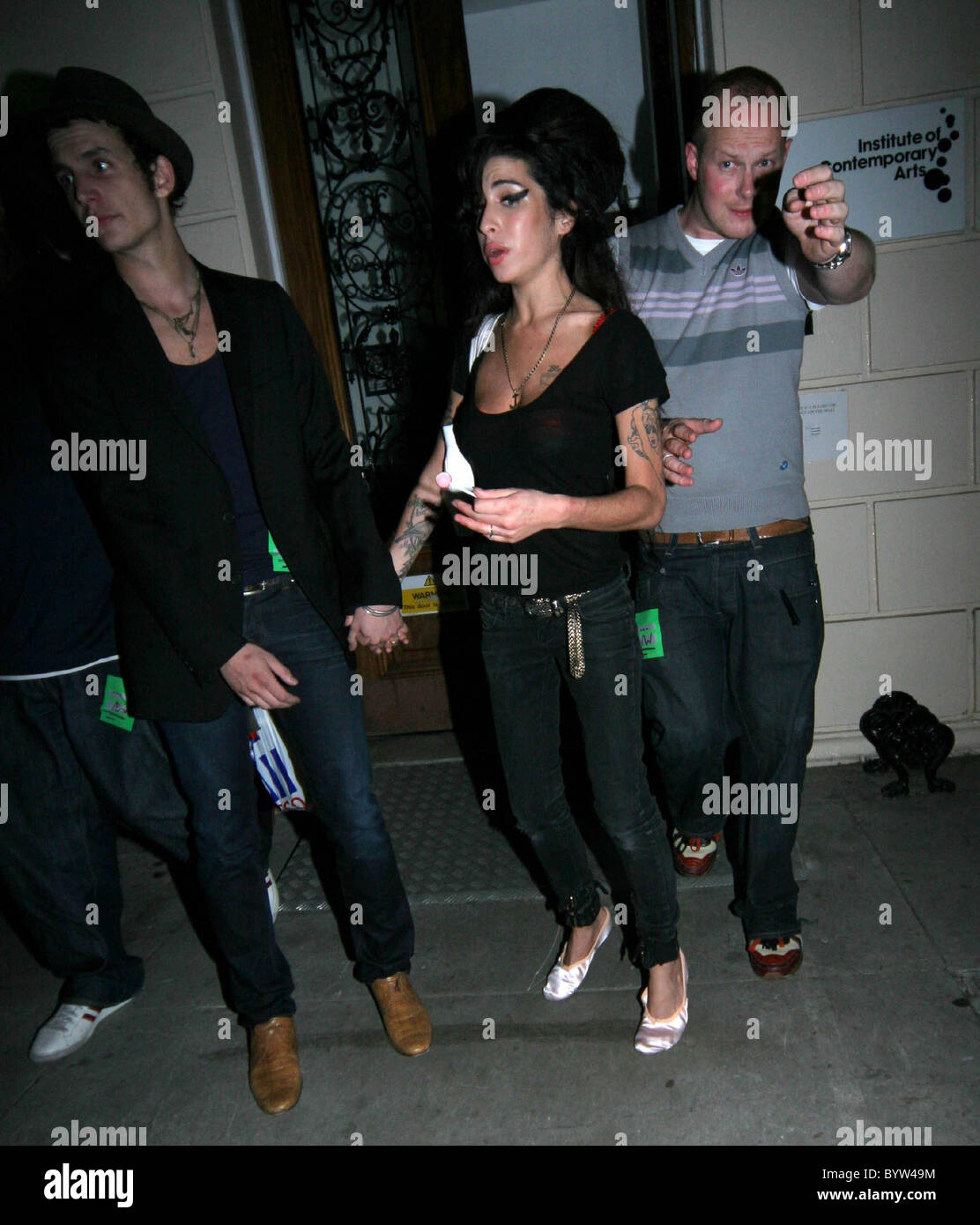 Amy Winehouse and Blake Fielder-Civil leaving the ICA on The Mall after ...