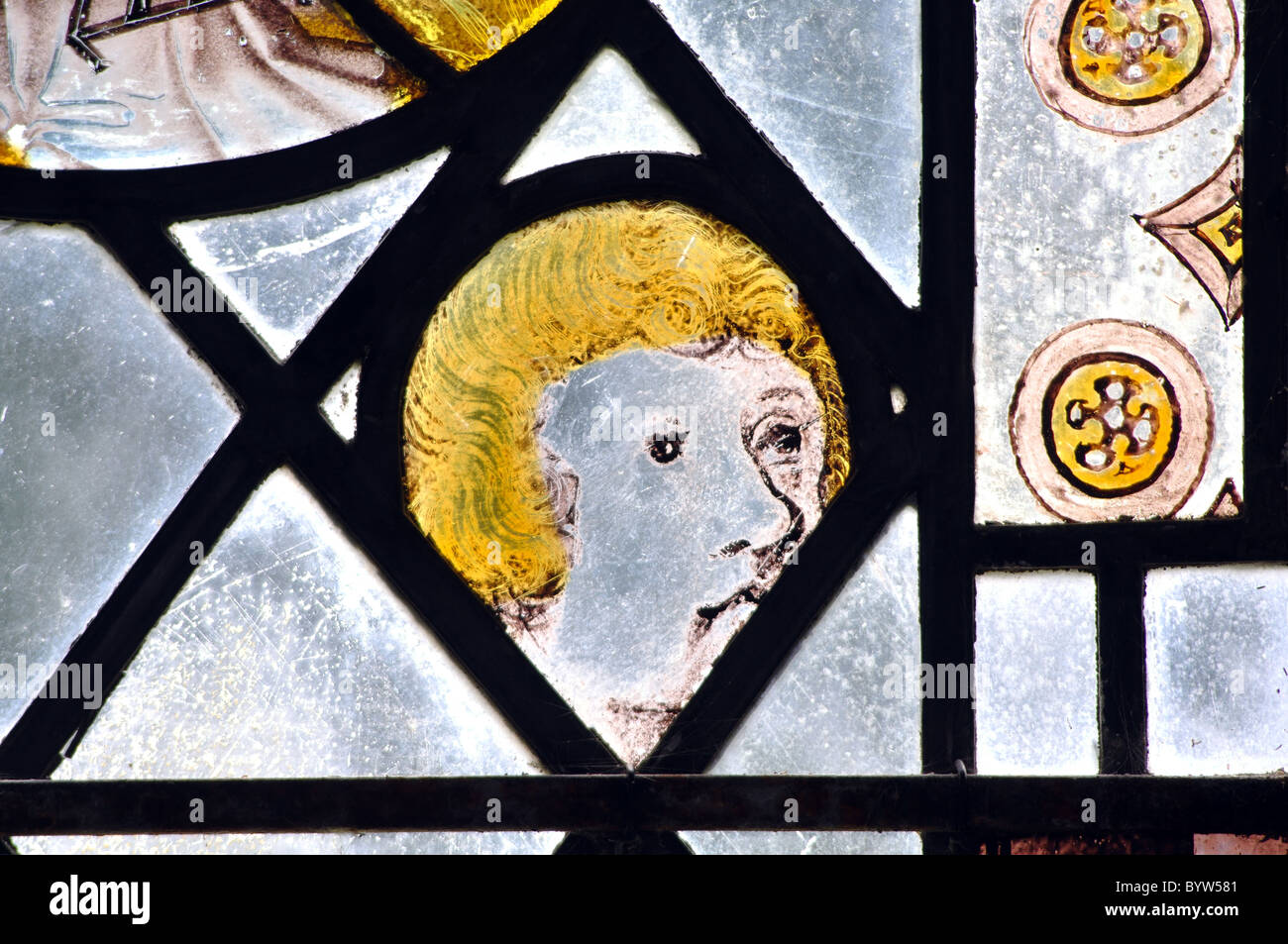Mediaeval stained glass in St. Laurence Church, Diddington ...