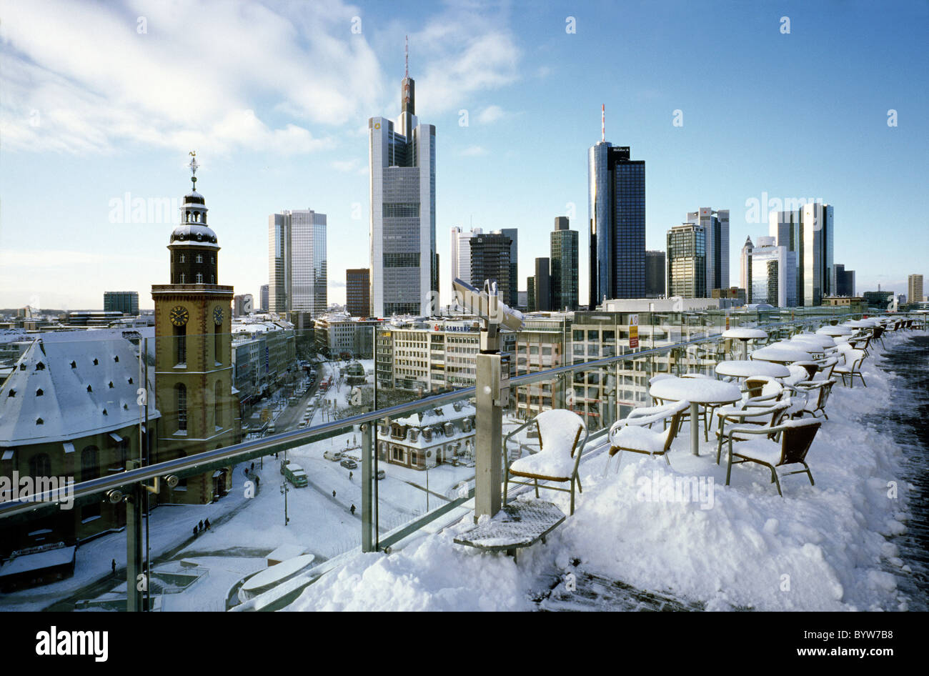 Downtown view with hauptwache and financial district hi-res stock ...