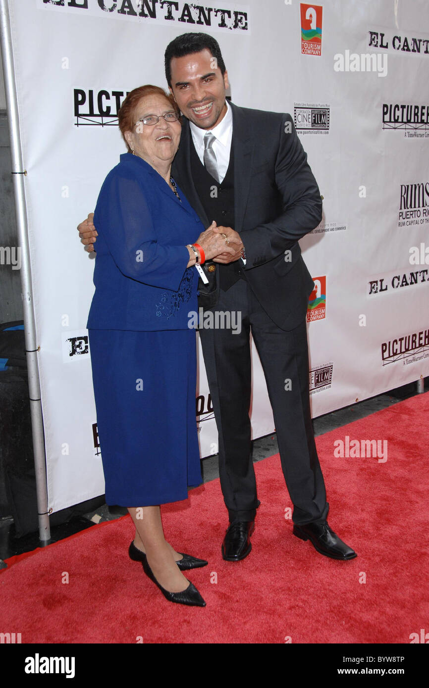 Manny Perez with his mother New York Premiere of 'El Cantante' held at ...