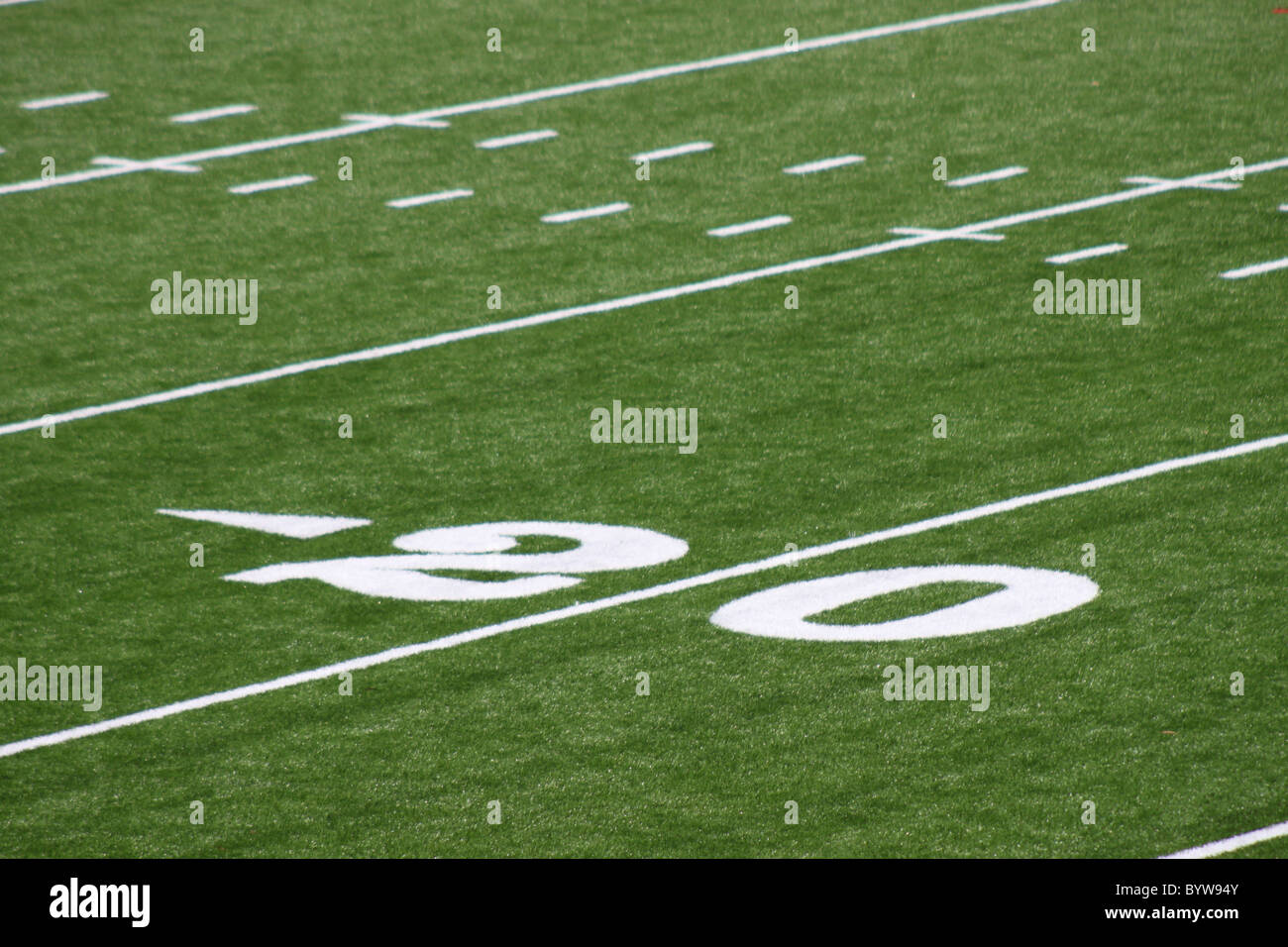twenty yard line of football Field Stock Photo - Alamy