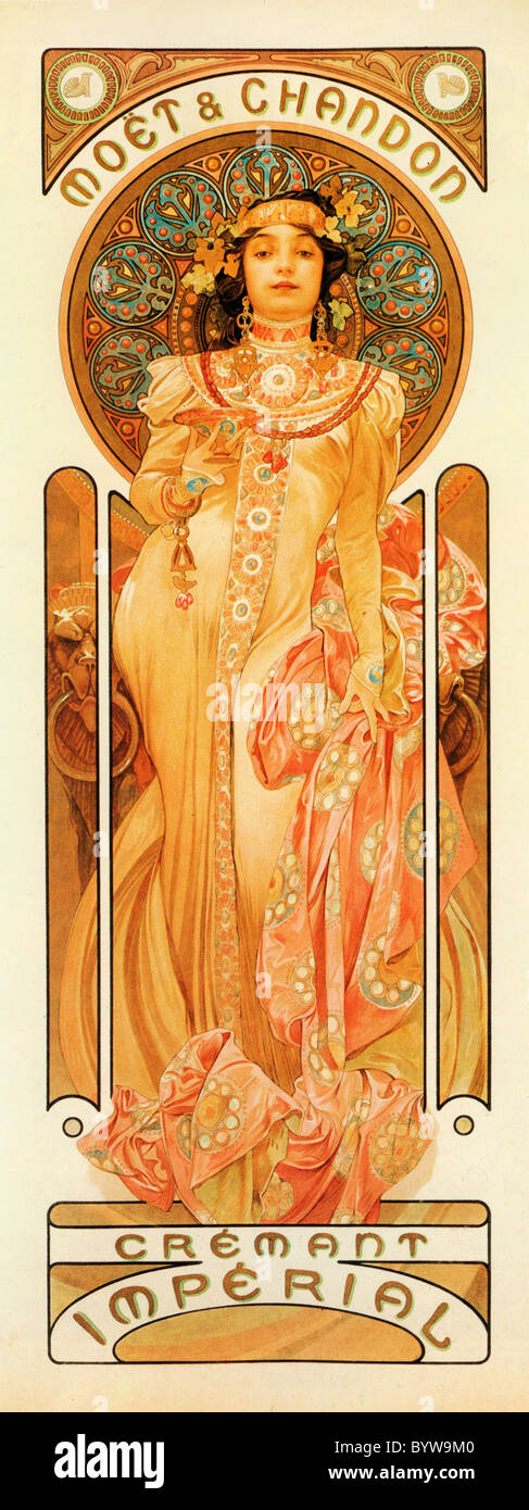 Alphonse Mucha (Alfons Maria) 1860 - 1939 Champagne Moet Chandon ... Alphonse Mucha (Alfons Maria) 1860 - 1939 Champagne Moet Chandon ...