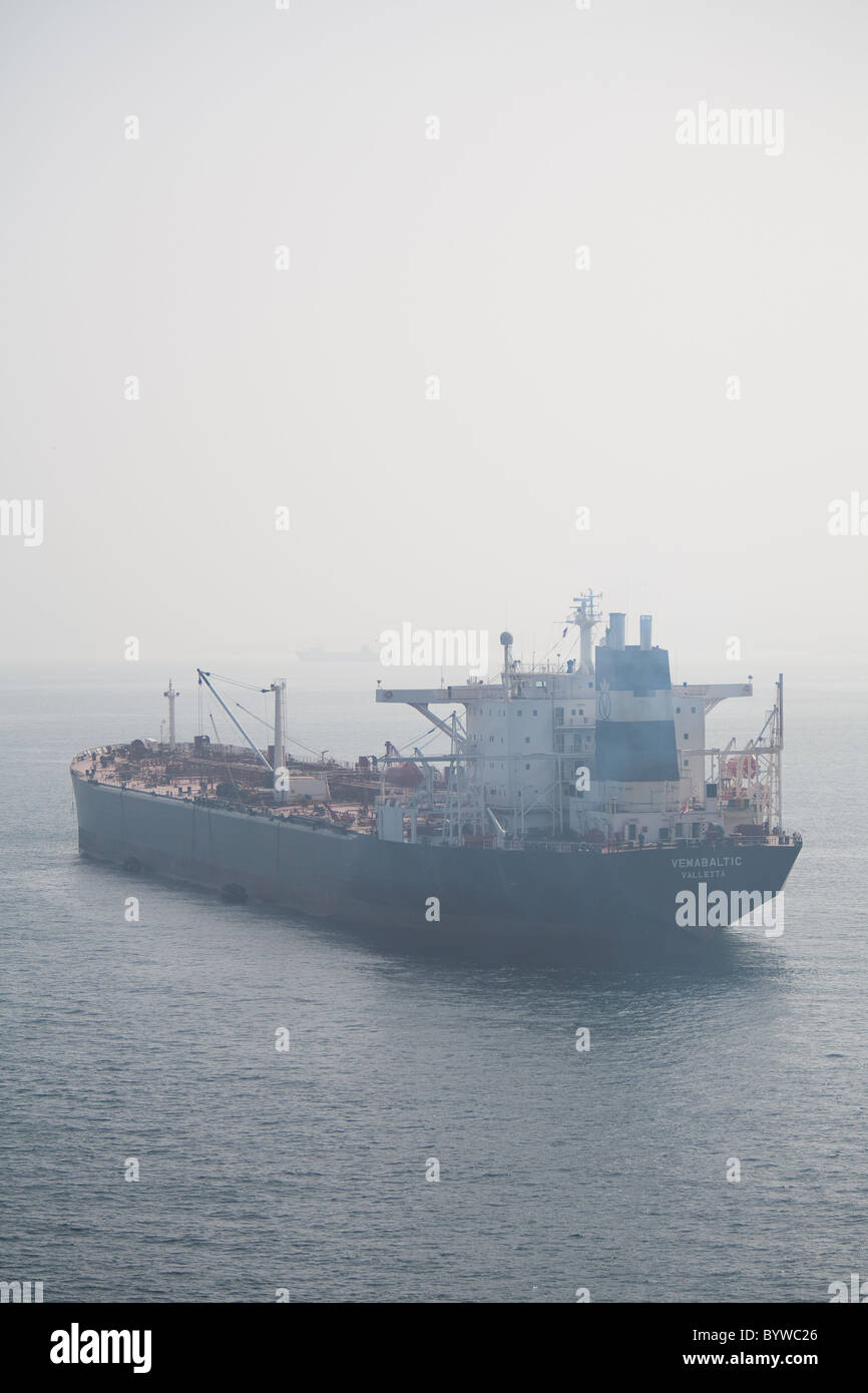 Thick Sea fog off gibraltar Ships at anchor Stock Photo - Alamy