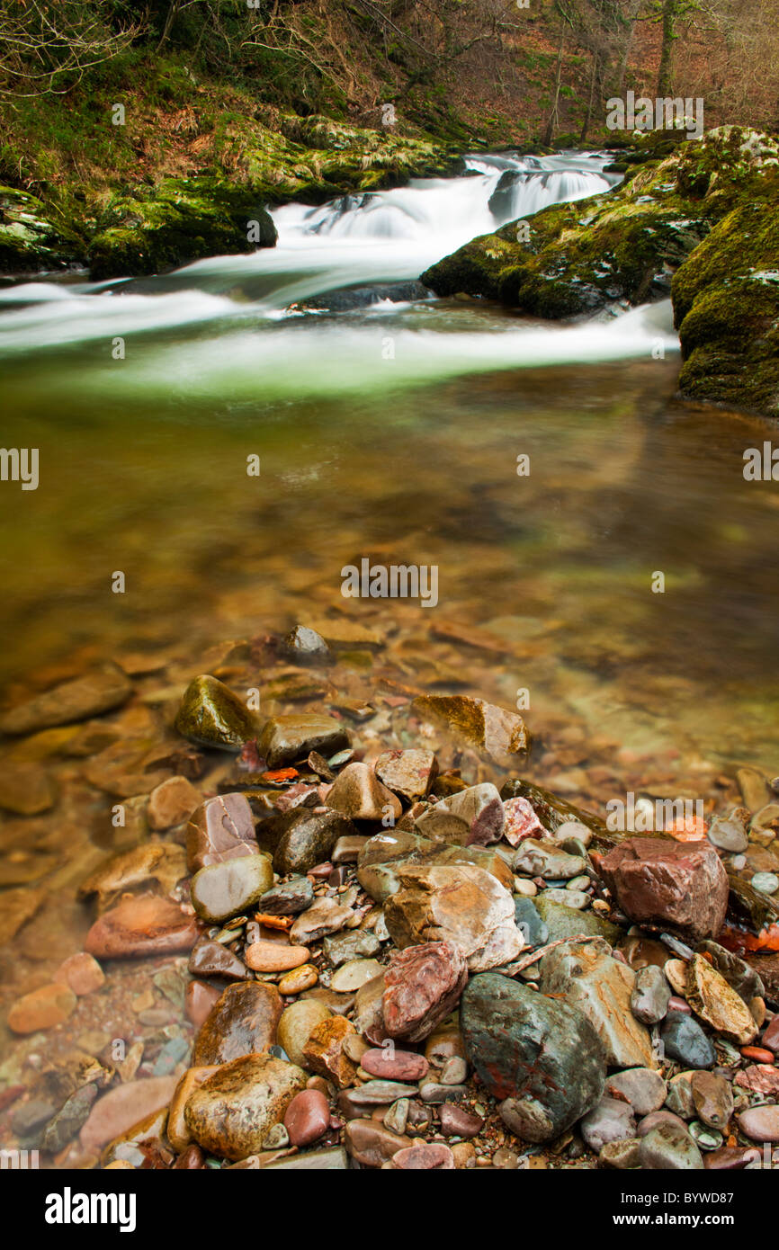 Watersmeet, Devon. Where the Hoar Oak Water and East Lyn river join in ...