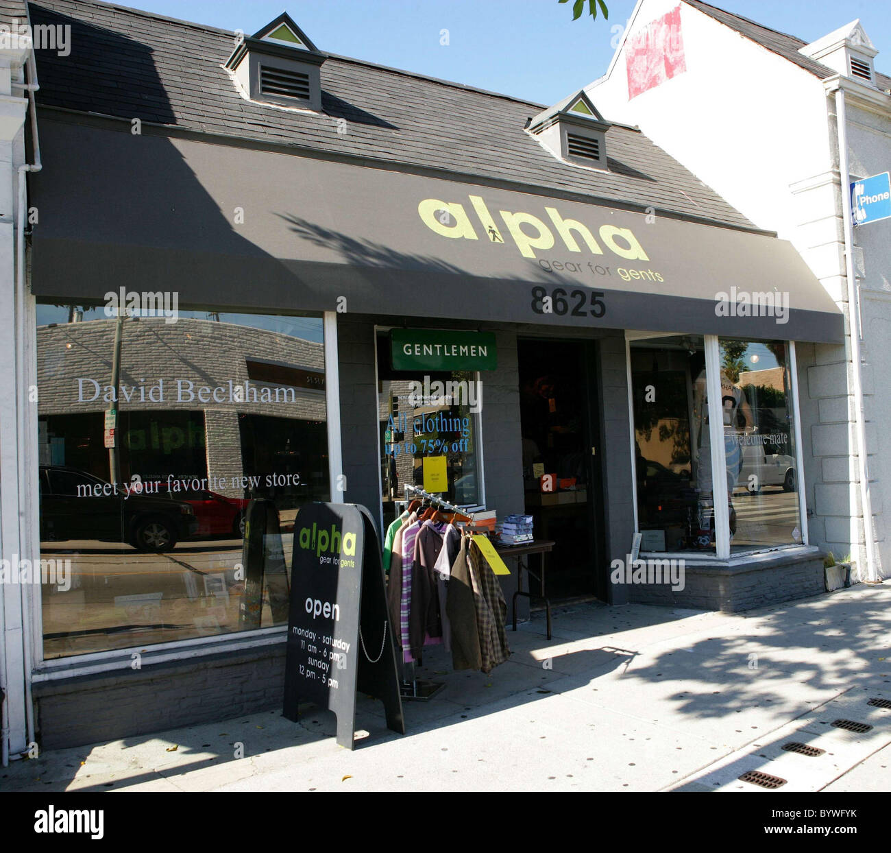 A mens clothes shop has gone Becks mad ! Alpha the trendy Hollywood ...